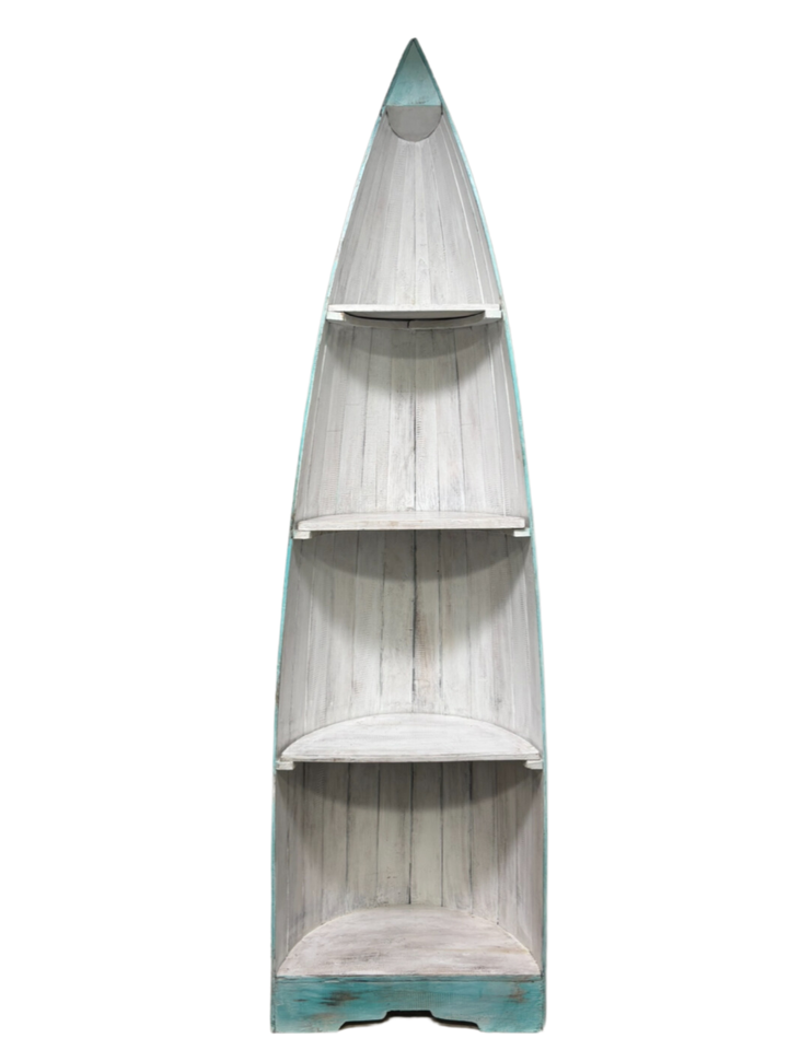 6.5 Ft Nautical Wood BOAT BOOKSHELF Wine holder Corner Shelf Sailboat ...