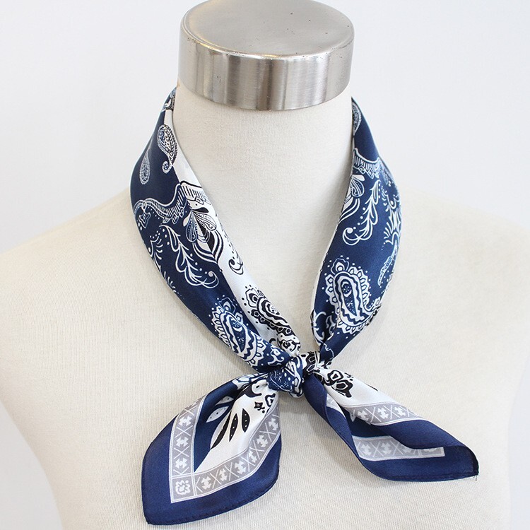 100% Silk 21" Square Scarf Women Kerchief Bandana Neckerchief Geometric ...