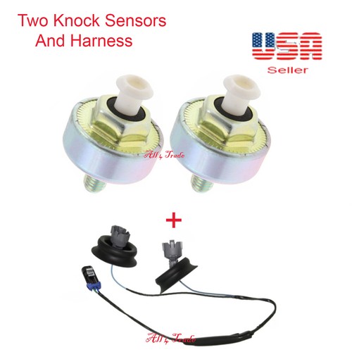2 Knock Sensors with Harness Fit:Chevy GMC Silverado Sierra Cadillac 5 ...
