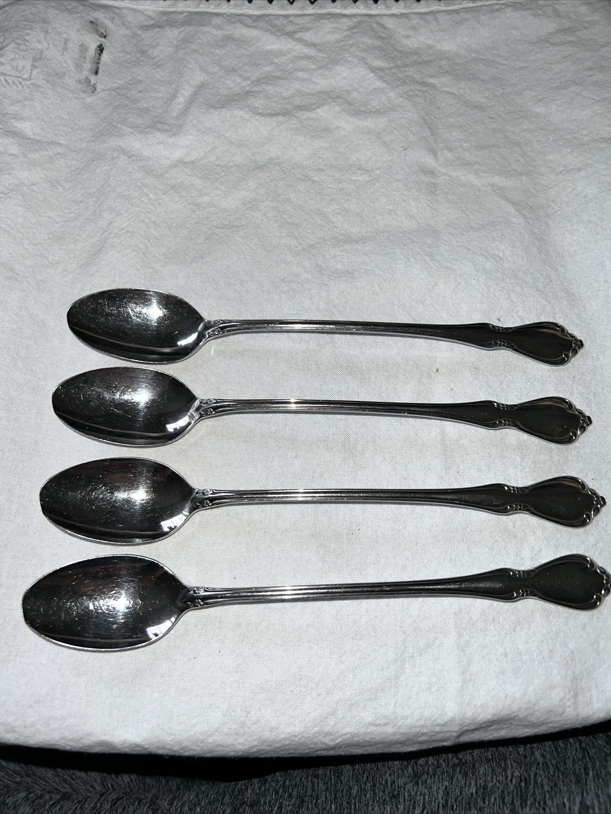(4) Oneida Chateau Iced Tea Spoons Oneidacraft Deluxe Stainless ...