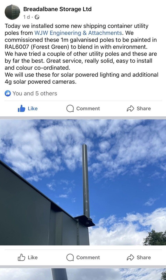 HD Galvanised Shipping Container Light/CCTV Bracket Post Toolless ...