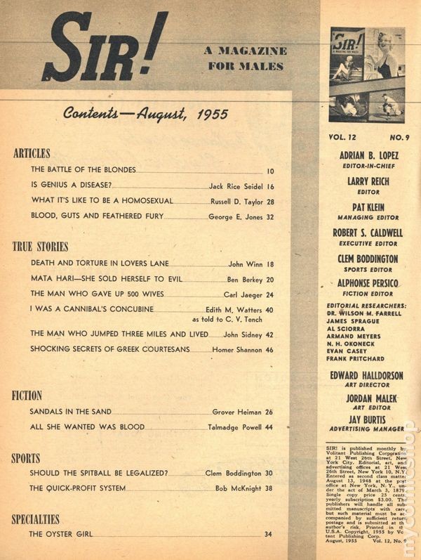 Sir! Magazine Vol. 12 #9 VG 1955 | eBay