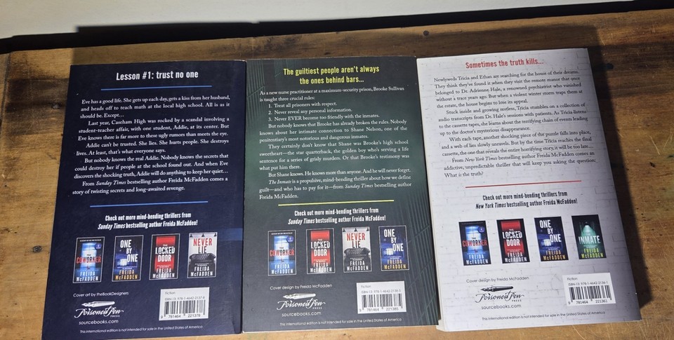 Never Lie, The Teacher, The Inmate by Frieda McFadden | eBay Australia