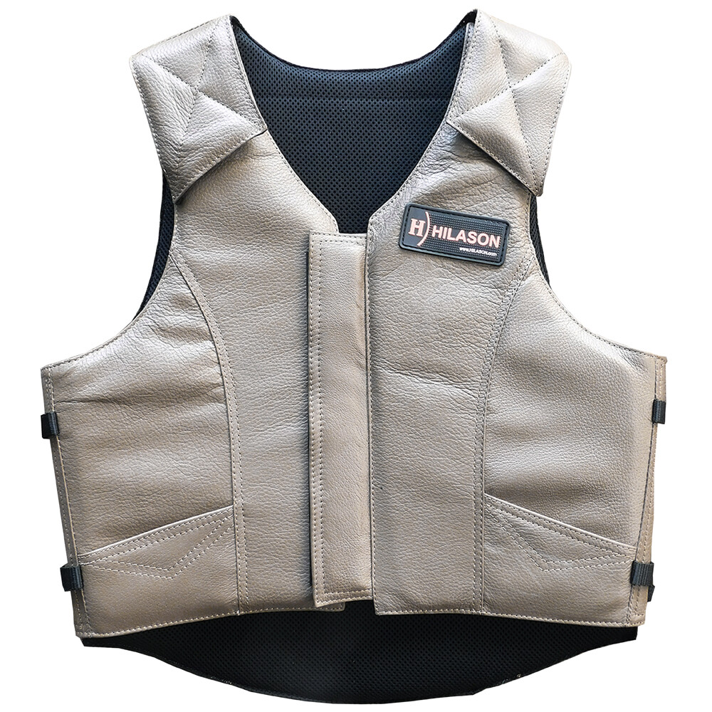 HILASON Leather Bareback Pro Rodeo Horse Riding Protective Vest Grey ...
