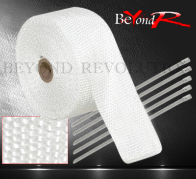 30 Feet Thermal High Heat Shield Wrap Header Intake Turbo+Zip Tie White ...