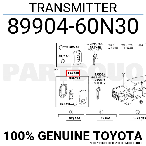 89904-60n30 Toyota Transmitter SUBAssy Electrical Key 8990460N30 ...
