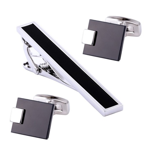 French Classic Fashion Square Cuff link a Pair of Cufflinks & Tie Clip ...