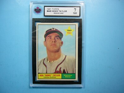 1961 TOPPS MLB BASEBALL CARD #446 HAWK TAYLOR ROOKIE RC KSA 7 NM SHARP ...