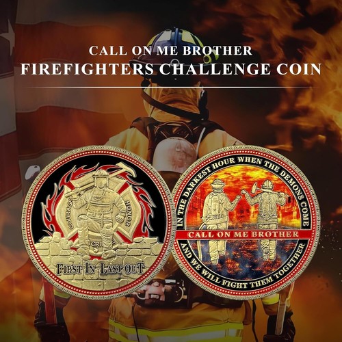 Firefighters Challenge Coin Call On Me Brother Fireman Rescue ...