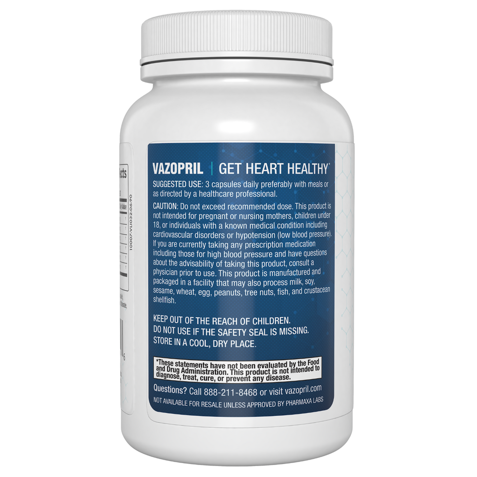 Vazopril Blood Pressure Supplement with Nitric Oxide Support - 90 ...