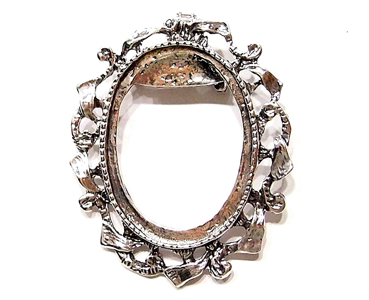 4 of 40x30mm Antique Silver Ribbon Pin or Pendant Settings, Very Nice ...