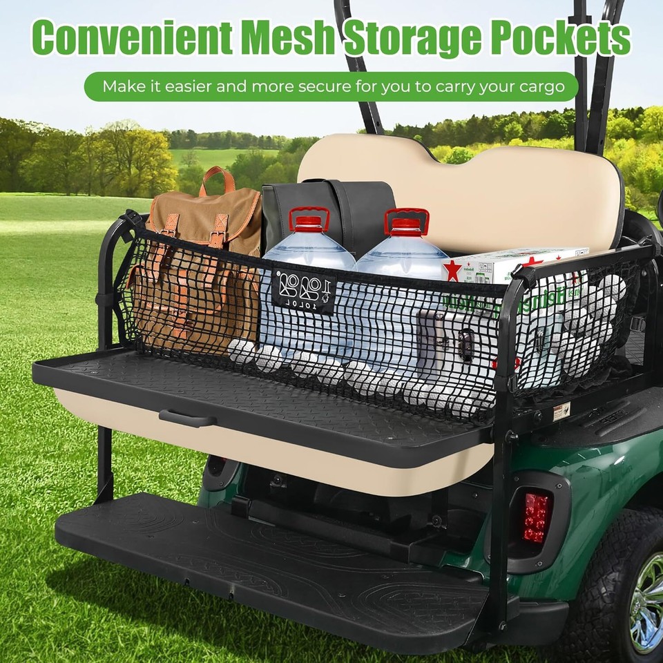 Golf Cart Flip Folding Rear Seat Kit for EZGO RXV Steel Frame &Tan Seat ...