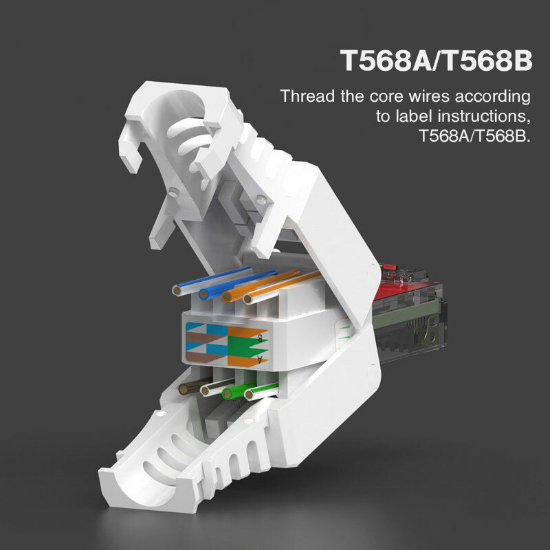 10 Pack Tool Free RJ45 CAT6 Connector Ethernet Termination Plug 23 to ...