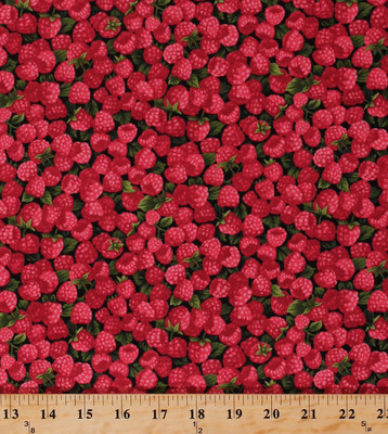 Cotton Raspberries Raspberry Fruits Food Cooking Cotton Fabric Print ...