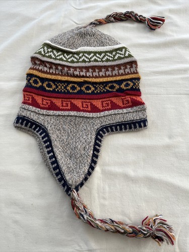 gray multicolor w dark blue adult reversible size peruvian alpaca ...