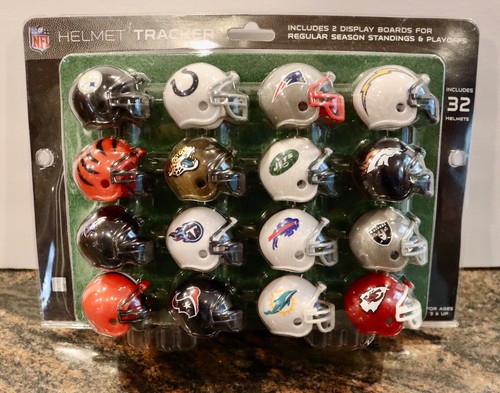 VINTAGE NFL MINI HELMET TRACKER = 32 HELMETS = DISPLAY BOARDS = MOC ...