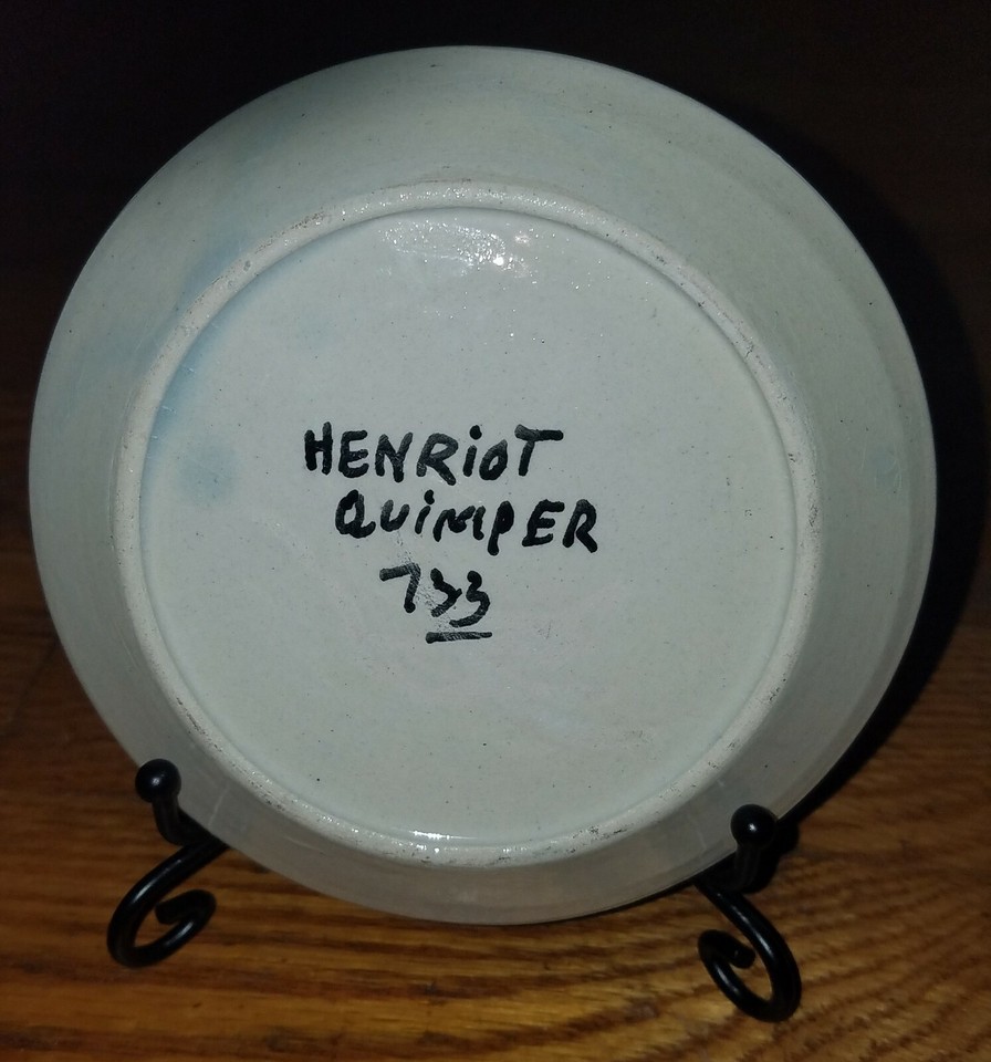 Vintage Henriot Quimper France Hand Painted Patchwork Star Pattern Salt ...