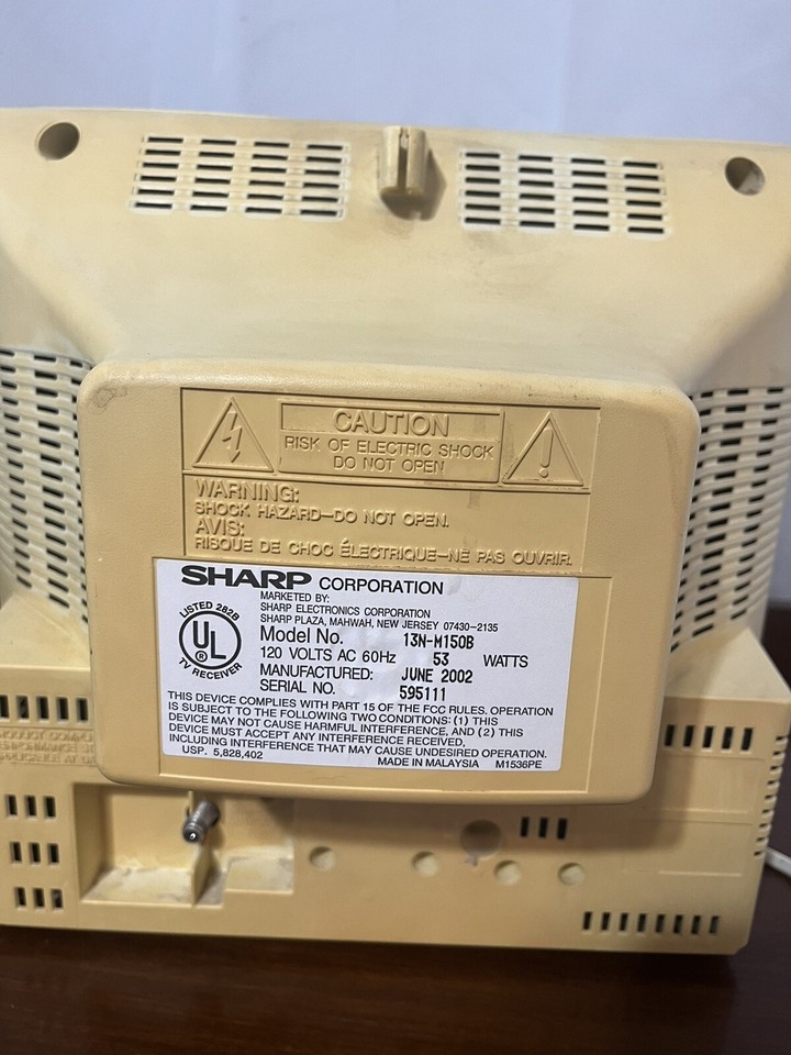 Vintage 2002 Sharp 13N-M150B 13" CRT TV Retro Gaming Television | eBay