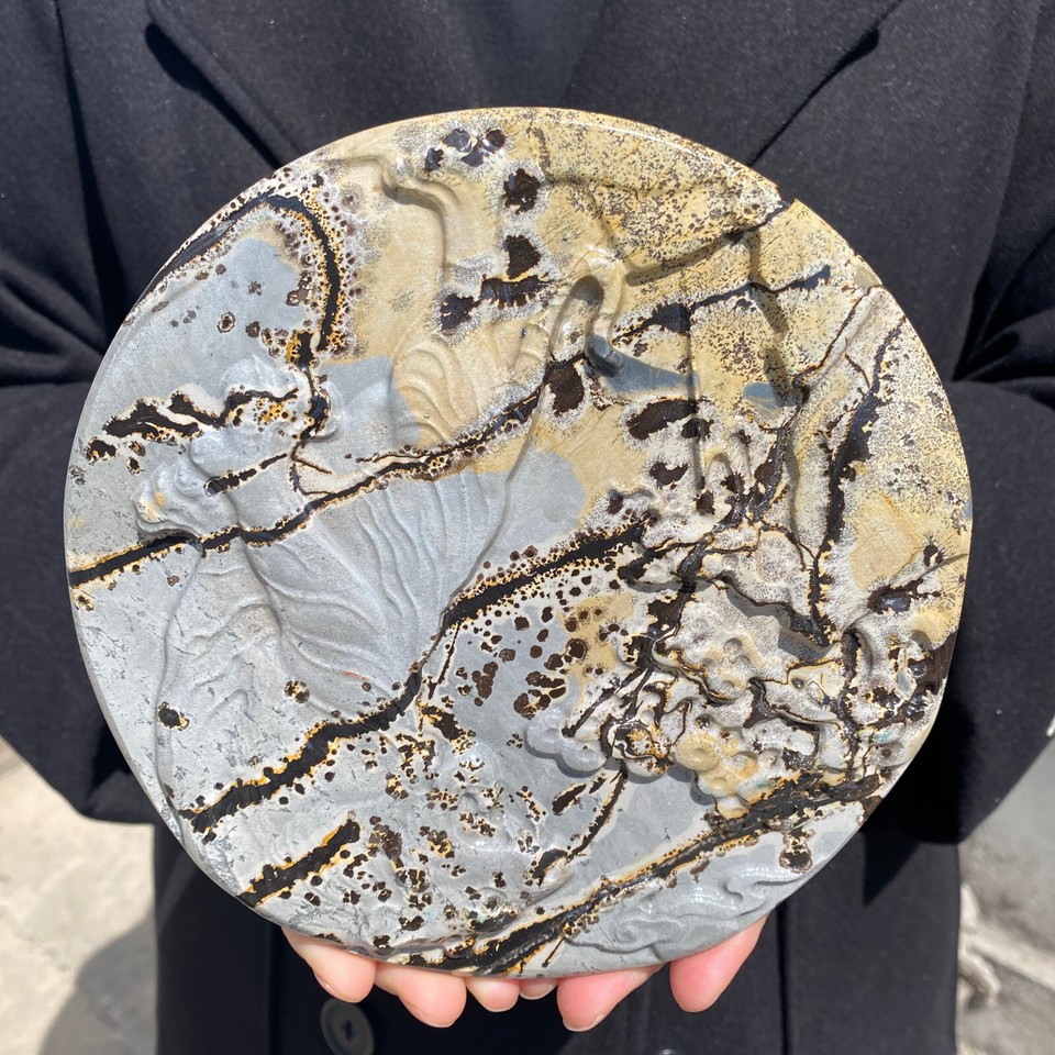 2.84LB Natural jasper disc quartz crystal tiger reiki Carving ...