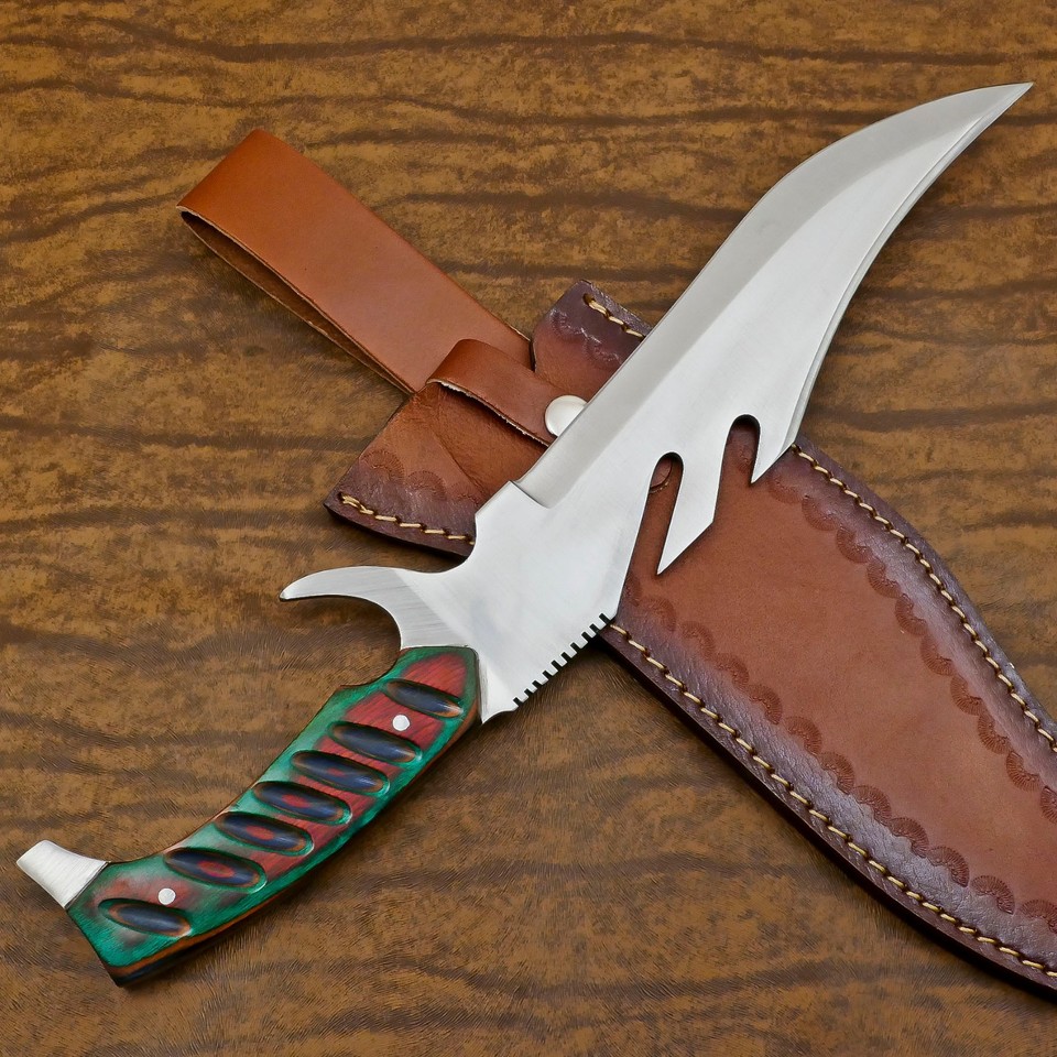 Rody Stan HAND MADE D2 STEEL FULL TANG BOWIE HUNTING KNIFE - PAKKA WOOD- GB-1517 | eBay