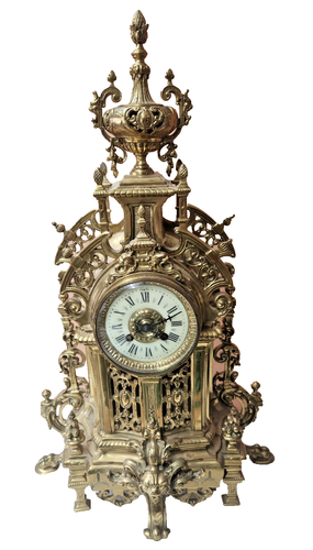 1895 Striking French Statue Clock With Rococco Brass Designs Throughout ...