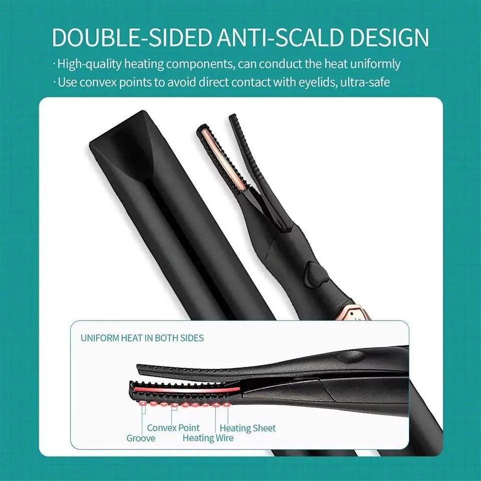 Wide Angle Electric Eyelash Curler Bezel-free Lasting Curling Heated ...