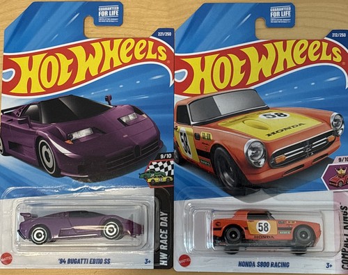 2025 Hot Wheels Treasure Hunt Honda S800 Racing & ‘94 Bugatti EB110 SS ...