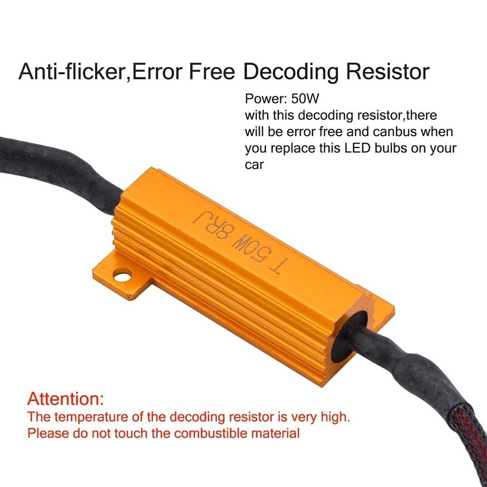 2PCS 7443 LED Turn Signal Load Resistor Adapter Anti Hyper Flash Error ...