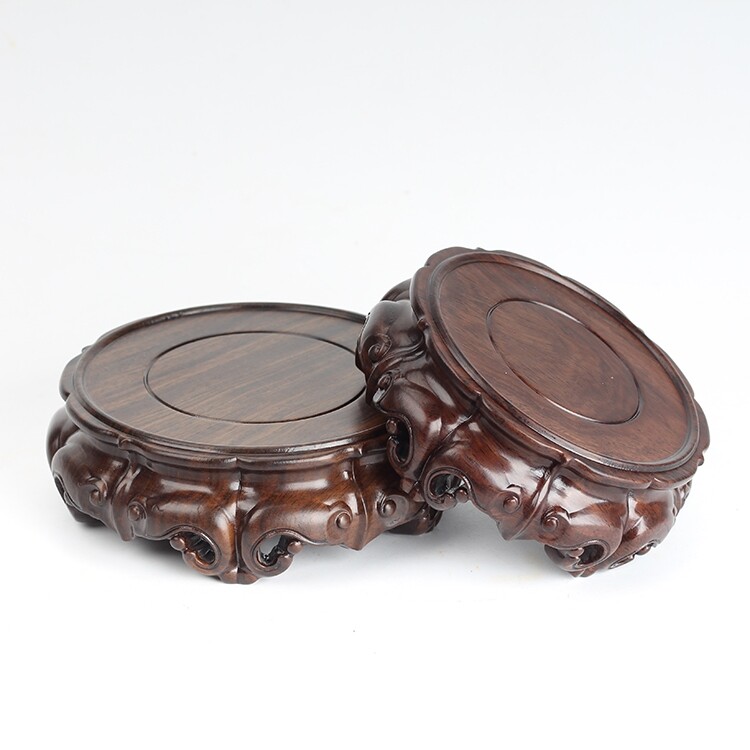 Rosewood pedestal solid wood round Base Display stand For vase statue ...