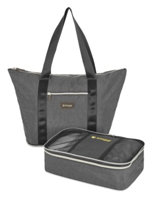 Biaggi Zipsak Boost! Tote Grey Microfold Carry-On Expands to 15"x12"x8 ...