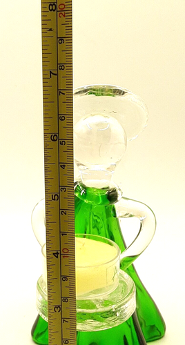 Avoca Origins Glass Angel Tea Light Candle Holder Green & Clear 6½ ...