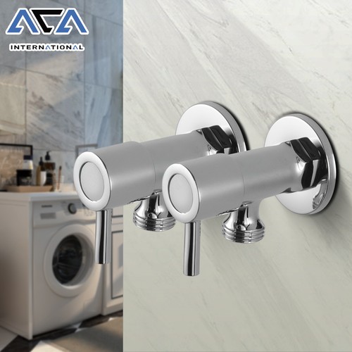 Washing Machine Stops 1/4 Turn Solid Brass Silver Laundry Taps 1 Pair ...