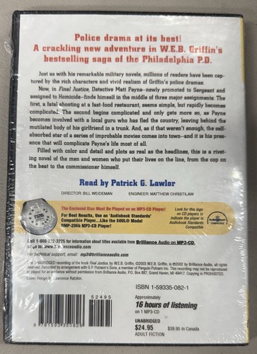 Final Justice [Audiobook MP3-CD Unabridged] W.E.B. Griffin - Patrick G. Lawlor | eBay