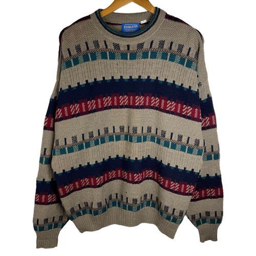 Pendleton Mens Virgin Wool Aztec Southwestern Wool USA Sweater Crewneck ...