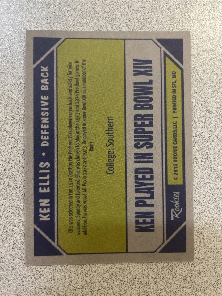 Ken Ellis Autographed Custom Football Card Los Angeles Rams A-51 | eBay