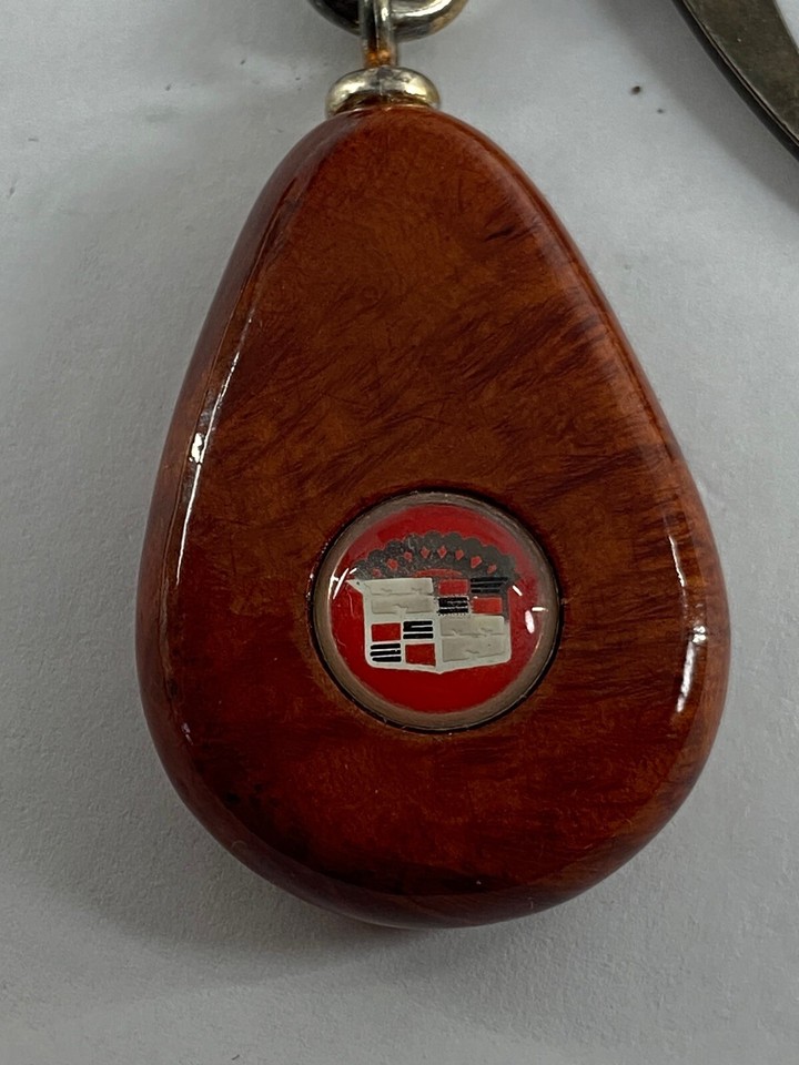 Vintage Wood Cadillac Emblem Logo Keychain Hard to Find | eBay