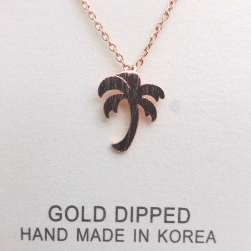 Palm Tree Necklace Chain Charm Summer Light Weight Jewelry Gold Dipped ...