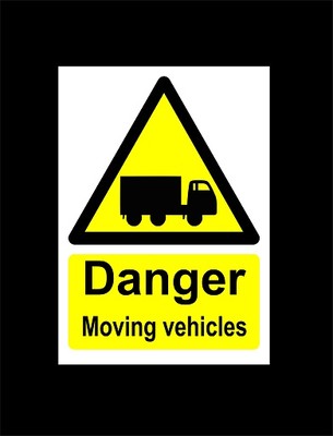 DANGER MOVING VEHICLES sign or sticker In 5 sizes - warning caution ...