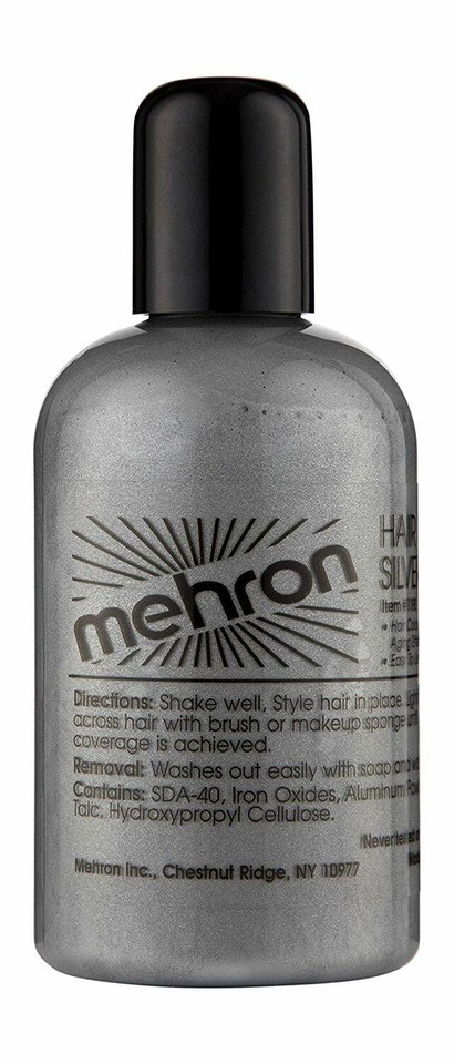 Mehron Hair White/Silver Professional Temporary Liquid Hair Color Asso ...