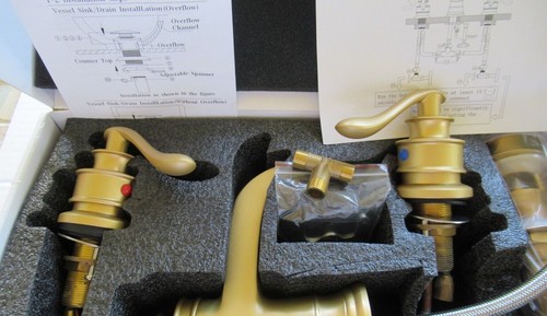 bathroom faucet waterfall sink 3 hole faucet with pop-up drain gold ...