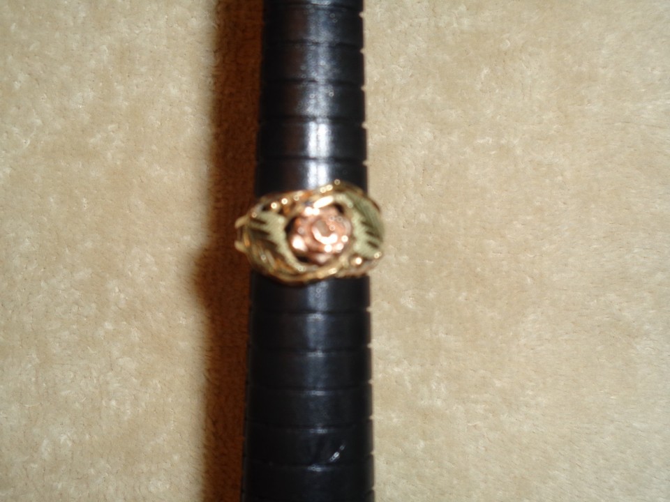 BLACK HILLS GOLD 10K YELLOW GOLD BAND FINE ROSE GOLD FLOWER RING SIZE 6 ...