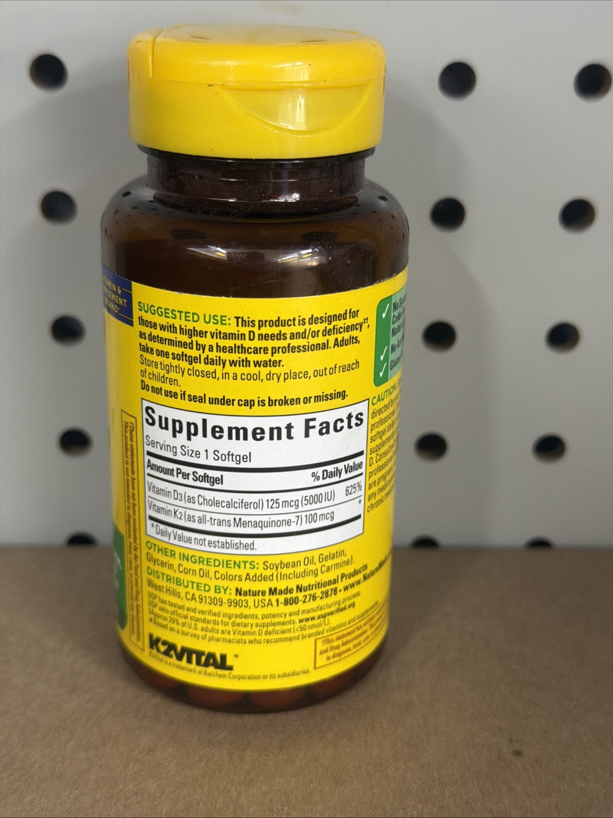 Nature Made Vitamin D3 + K2, Dietary Supplement, GF, 30 Softgels, USP ...
