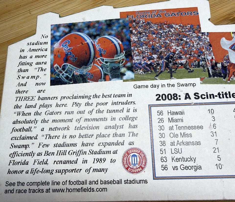 Home Fields 2009 Florida Gator’ S The Swamp Stadium Replica Shelf ...