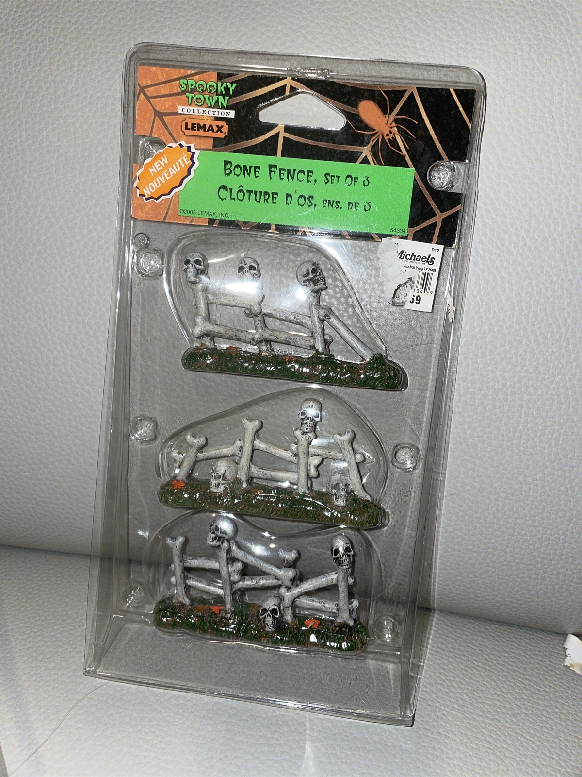 Lemax Spooky Town BONE FENCE 3pc #54334 NRFP Village Skulls Retired ...