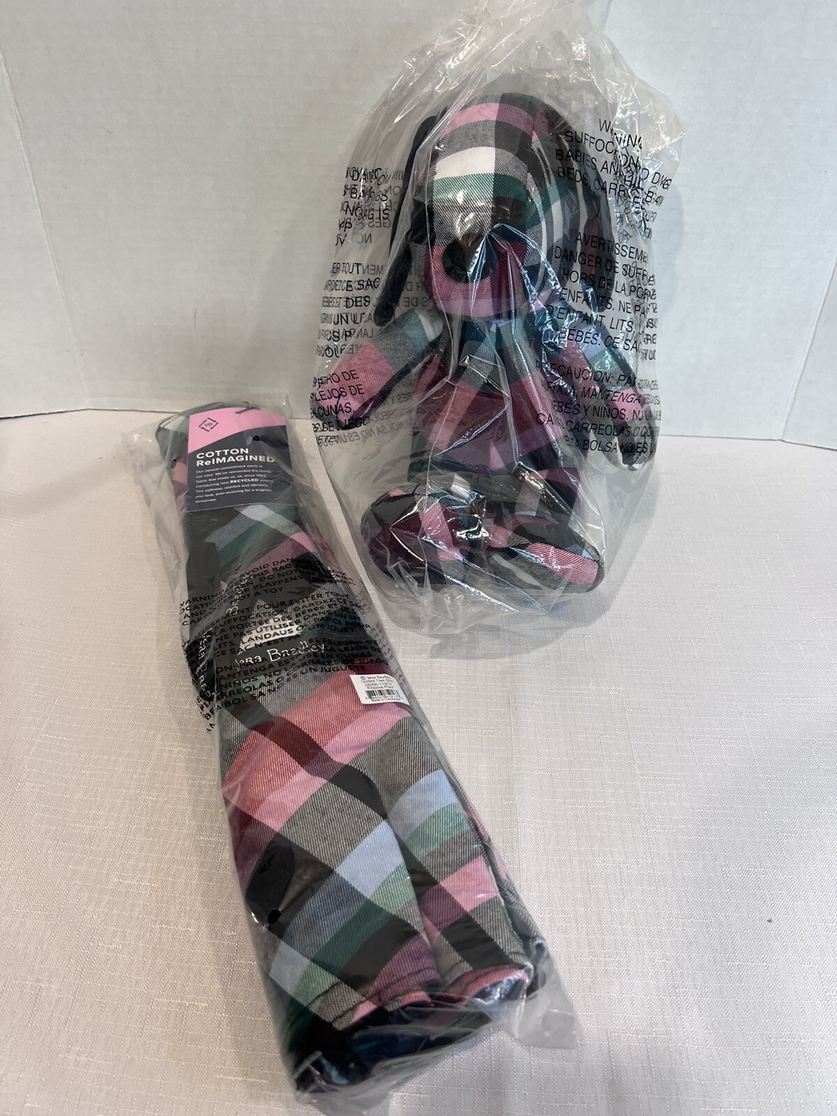 Vera Bradley Ribbons Plaid Peanuts Snoopy Plush Stuffed Animal & Tree ...