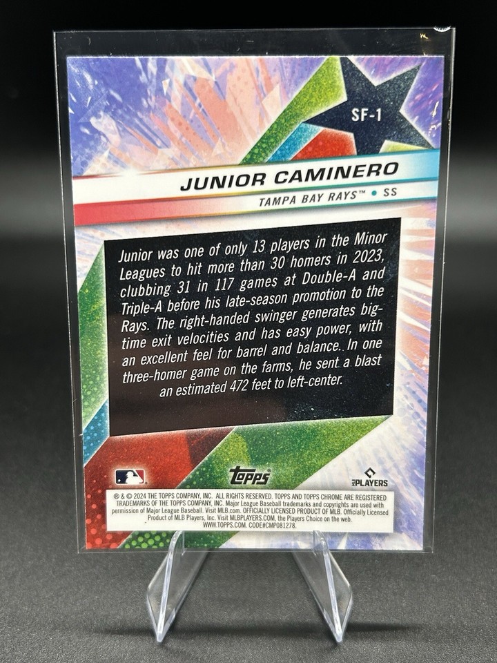 2024 Topps Cosmic Chrome Junior Caminero Starfractor RC Tampa Bay Rays ...