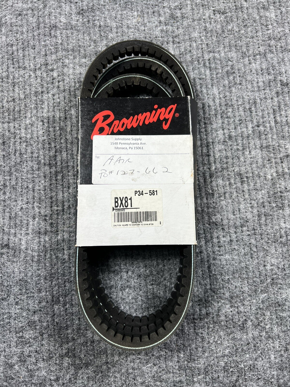 Browning BX81 Cogged V Belt V-belt Gripnotch for sale online | eBay
