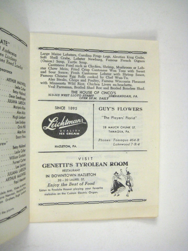 Kiss Me Kate Program 1952 Kenley Players Lakewood Juliana Larson Lee ...