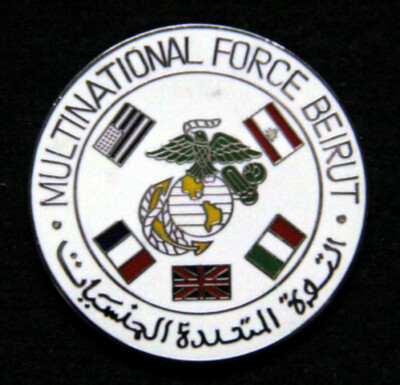 MULTINATIONAL FORCE BEIRUT HAT PIN US MARINES NAVY 24th MAU USS BLT 1/8 ...