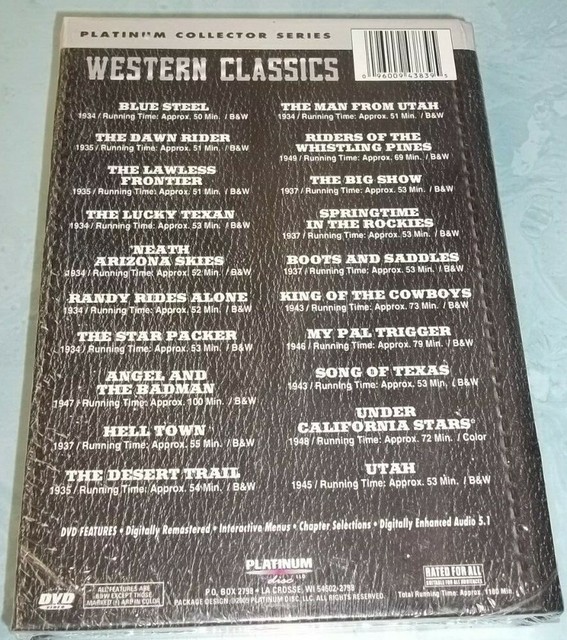 Western Classics DVD Platinum Collector Series John Wayne Roy Rogers ...